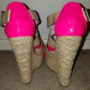 Forever 21 | Shoes | Forever 2 F21 Neon Pink Nude Platform Wedge | Poshmark